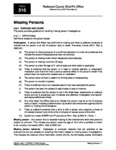 Missing Persons - Redwood County, MN